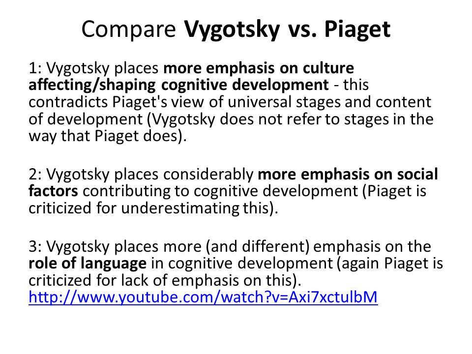 π Piaget Vygotsky Comparison Piaget And Vygotsky Compare And Contrast