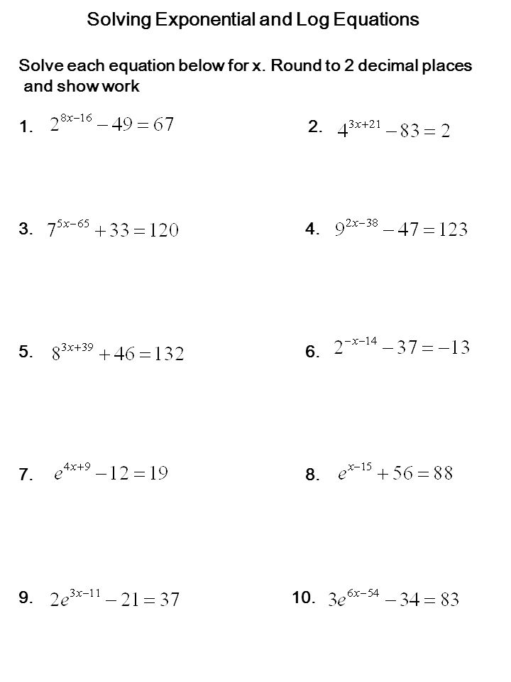 Solving Exponential Equations With Logarithms Worksheet Solving Exponential Equations With Logarithms Worksheet