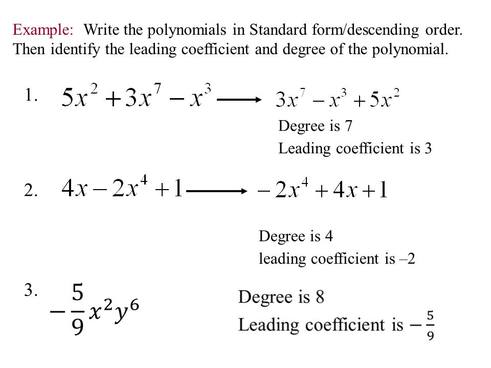 Standard Form Adding Polynomials With Examples Standard Form Adding Polynomials With Examples