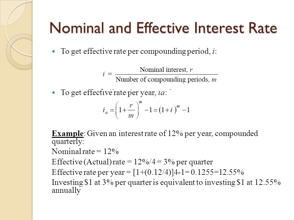 Nominal Interest Rate Compounded Monthly Nominal Interest Rate Compounded Monthly