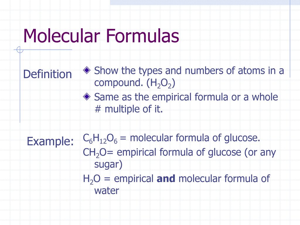 Molecular Formula Definition Molecular Formula Definition