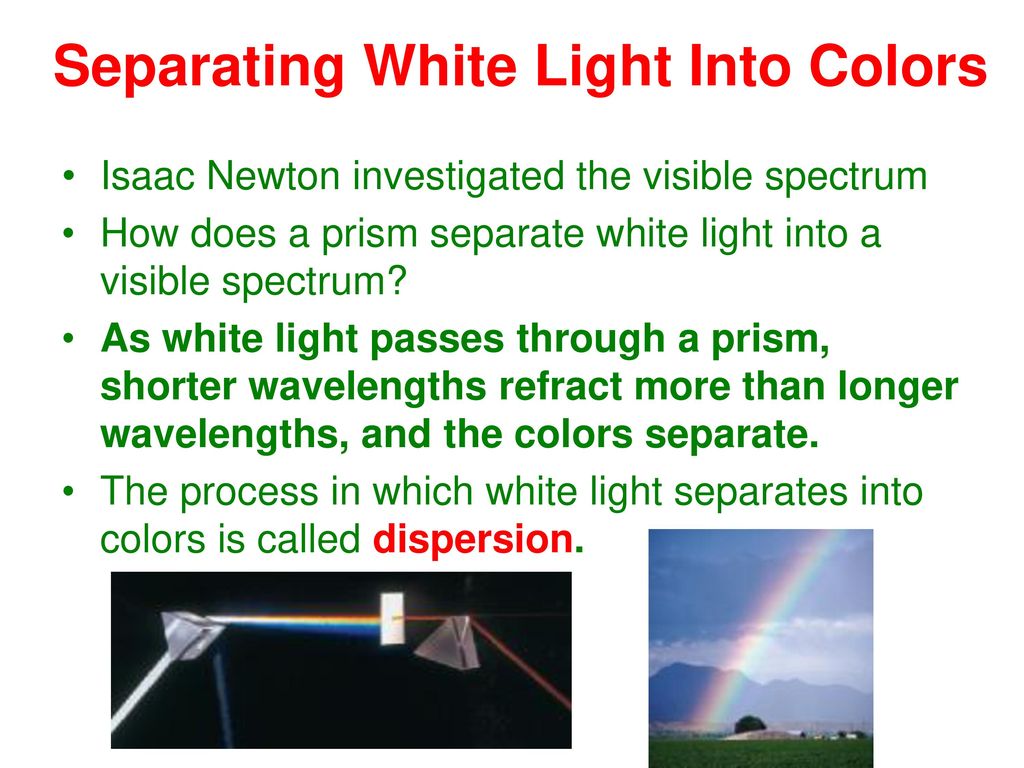 Explain How a Prism Separates White Light Into Different Colors Explain How a Prism Separates White Light Into Different Colors