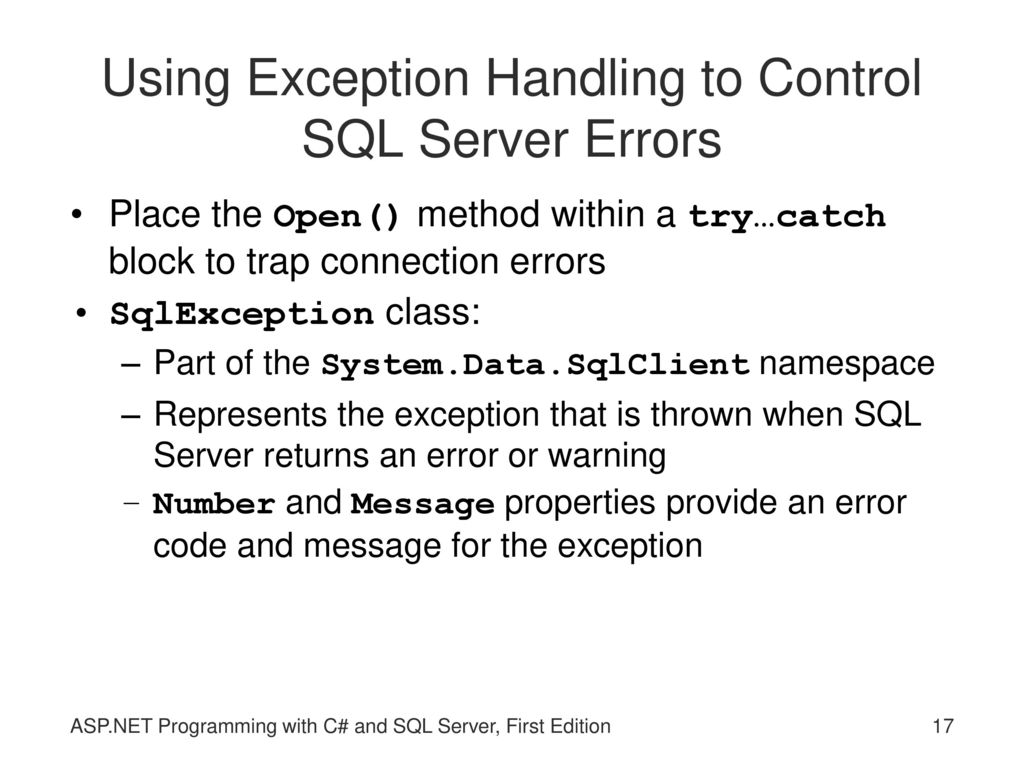 Aspnet Programming With C And Sql Server First Edition Ppt Download