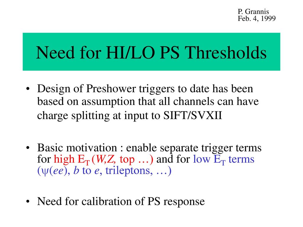 Need For Hi Lo Ps Thresholds Ppt Download