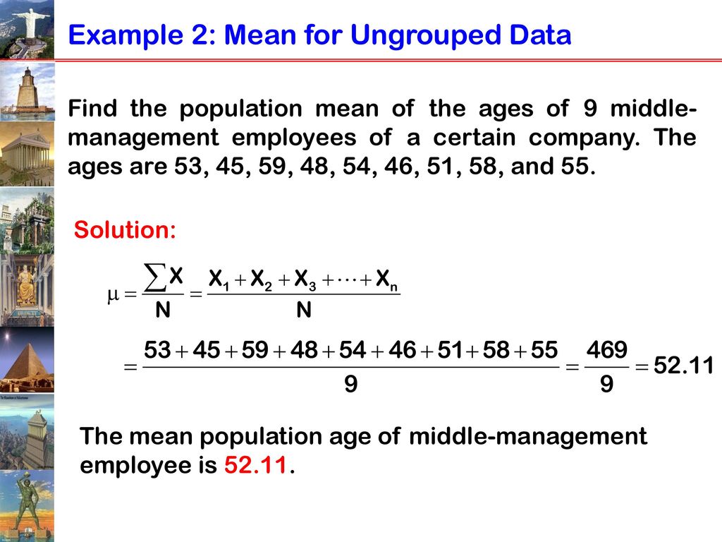 Mean Formula For Ungrouped Data