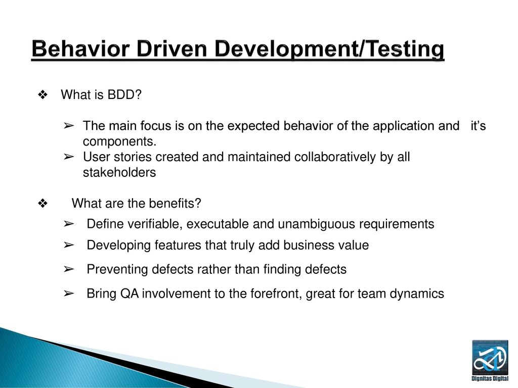 BEHAVIOR DRIVEN DEVELOPMENT / TESTING (BDD) - ppt download BEHAVIOR DRIVEN DEVELOPMENT / TESTING (BDD) - ppt download