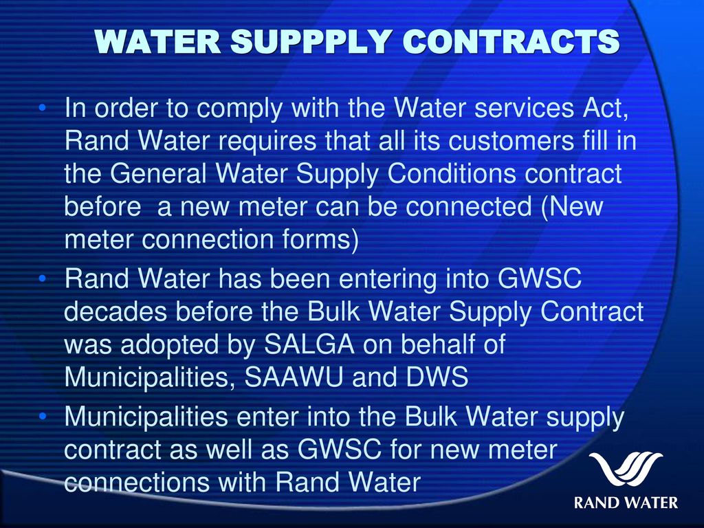 Enforcement Of The Bulk Water Supply Contract Ppt Download