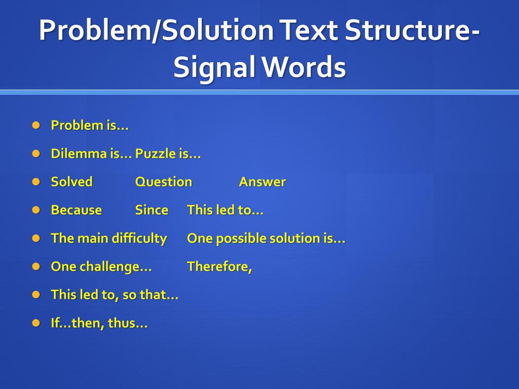 Problem And Solution Signal Words Problem And Solution Signal Words