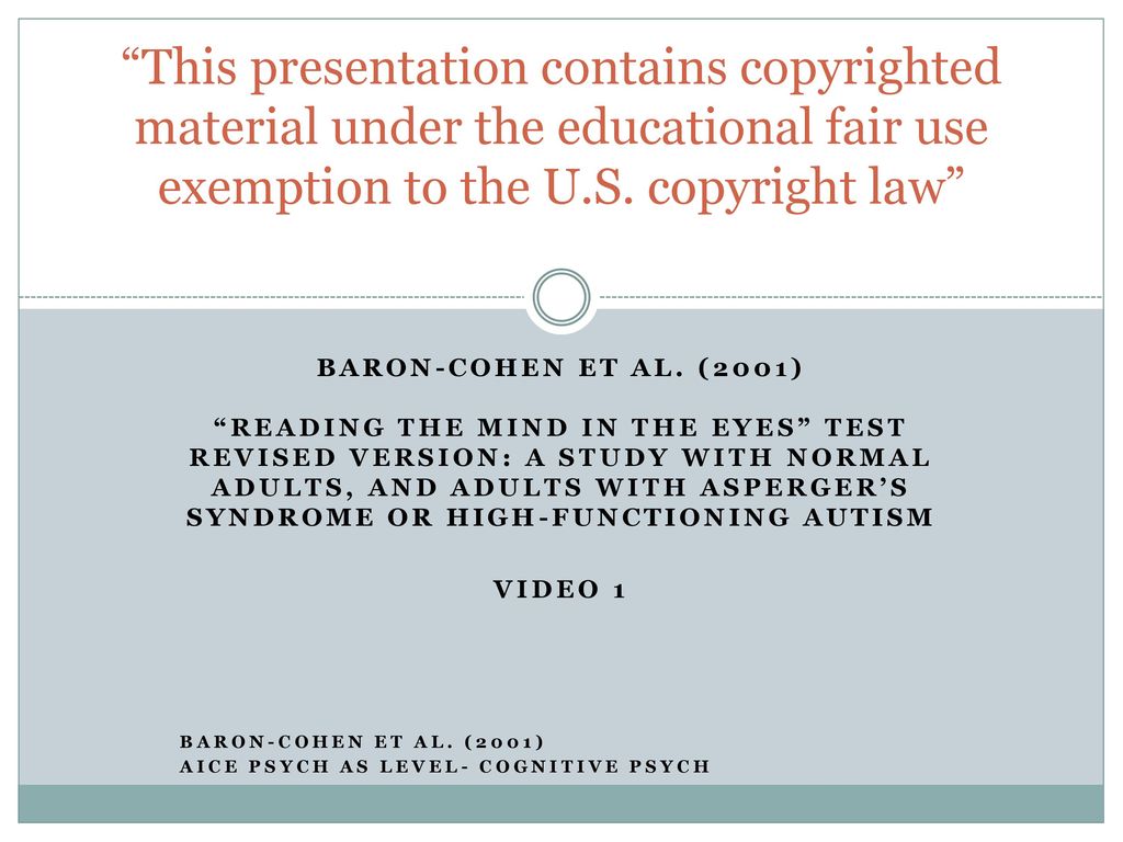 “this Presentation Contains Copyrighted Material Under The Educational