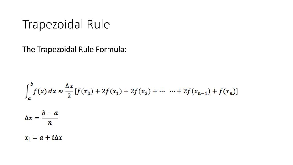 Trapezoidal Sum Formula Trapezoidal Sum Formula