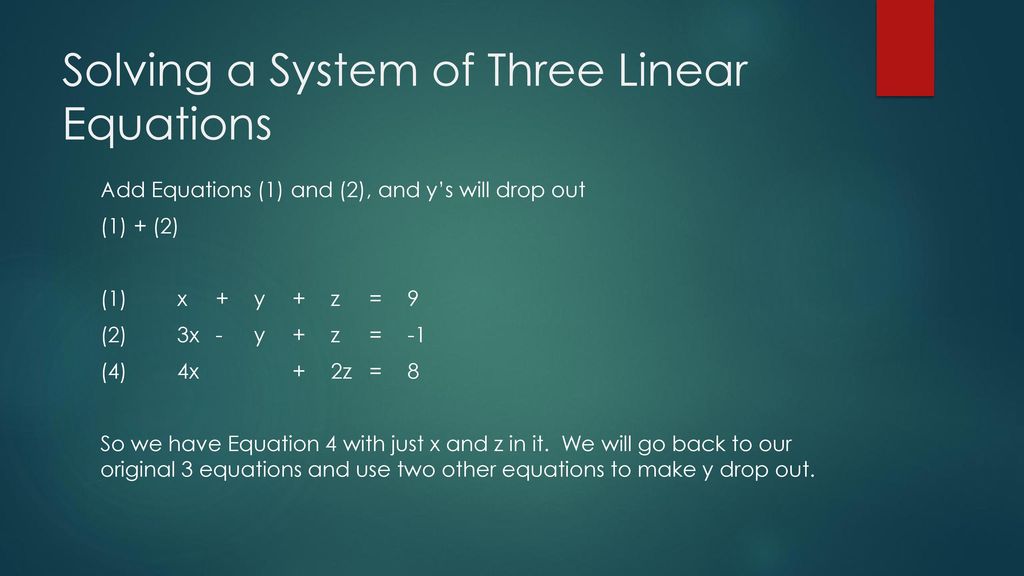 Solving Systems Of Linear Equations Ppt Download