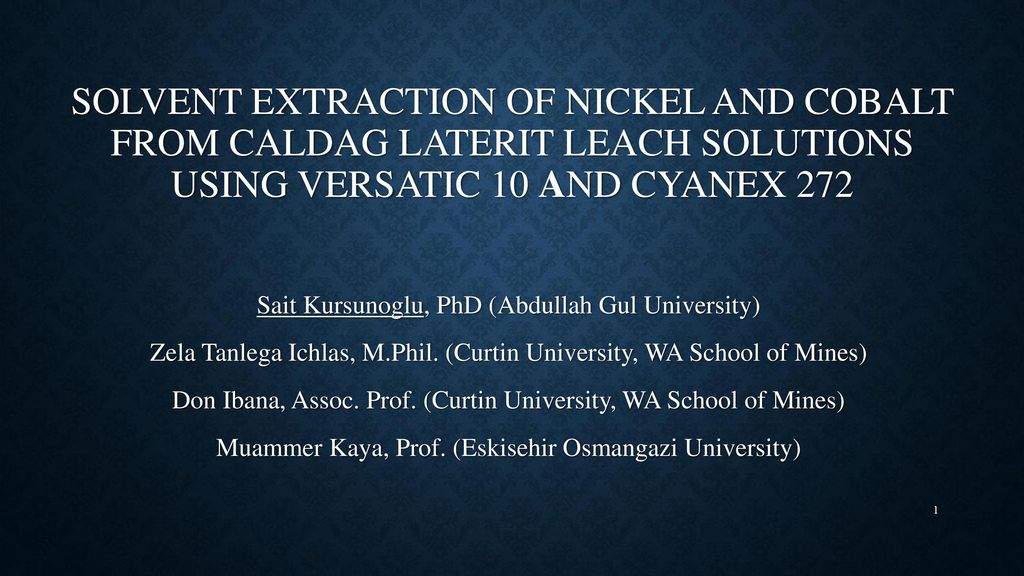 Solvent Extraction Of Nickel And Cobalt From Caldag Laterit Leach