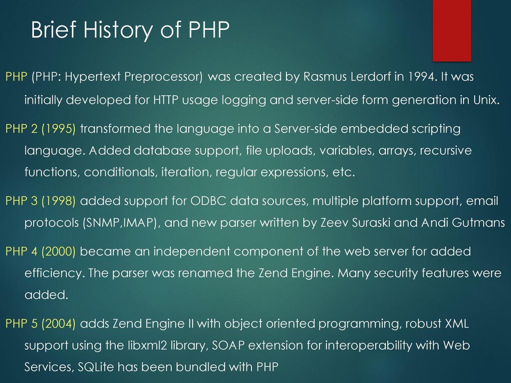Introduction to PHP “PHP is a server-side scripting language designed ... Introduction to PHP “PHP is a server-side scripting language designed ...