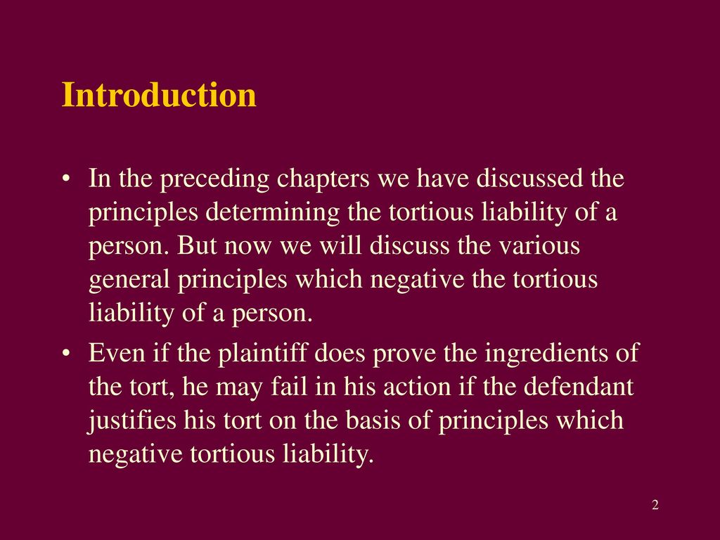 General Defences Which Negative Tortious Liability Ppt Download