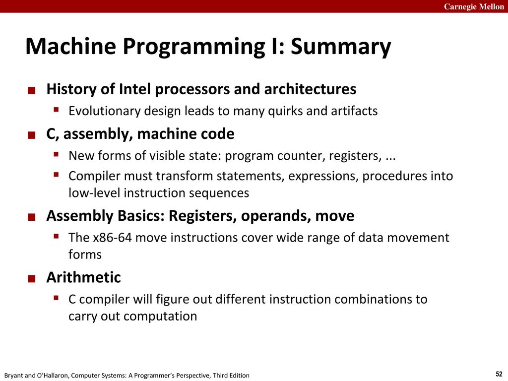 Machine Level Programming I Basics 18 213 Introduction To Computer Systems 5th Lecture Jan