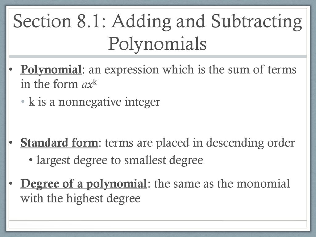 Chapter 8: Polynomials and Factoring - ppt download Chapter 8: Polynomials and Factoring - ppt download