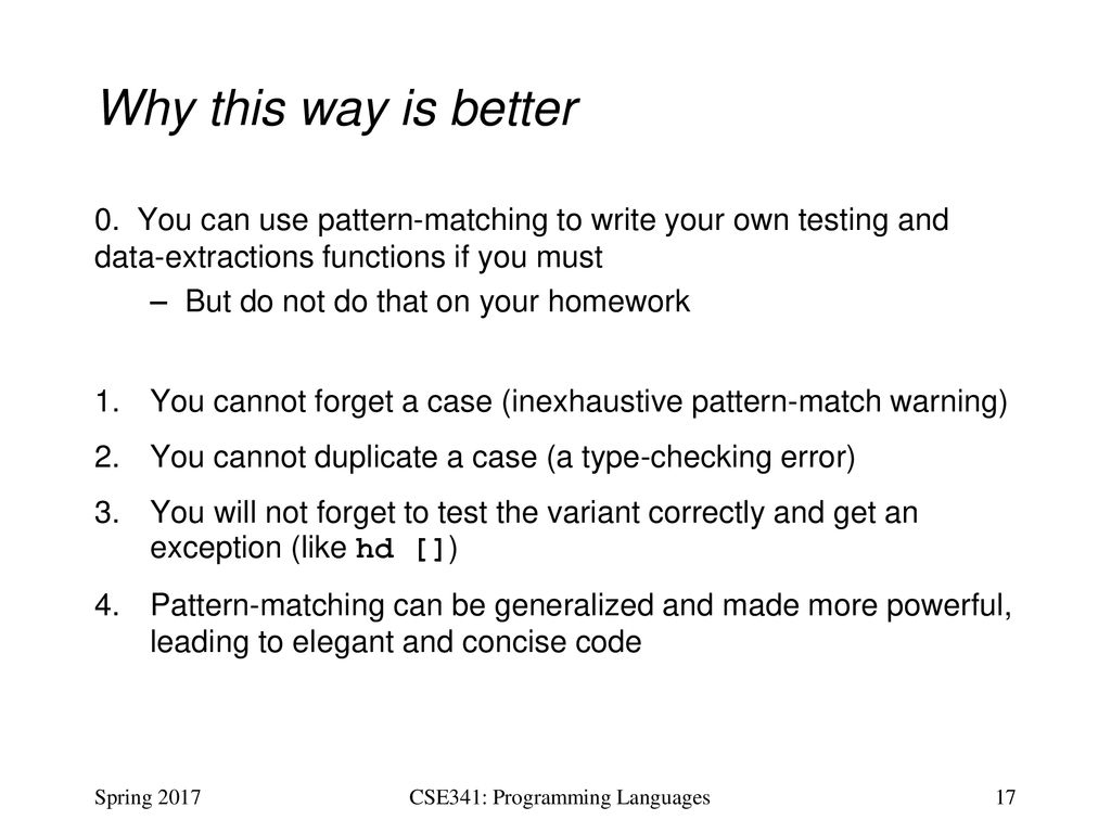 Cse341 Programming Languages Lecture 4 Records Datatypes Case Expressions Dan Grossman Spring