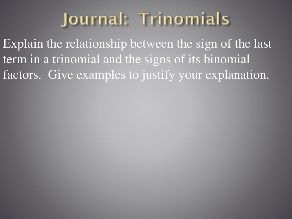 8 4 Solving And Factoring Trinomials Ppt Download