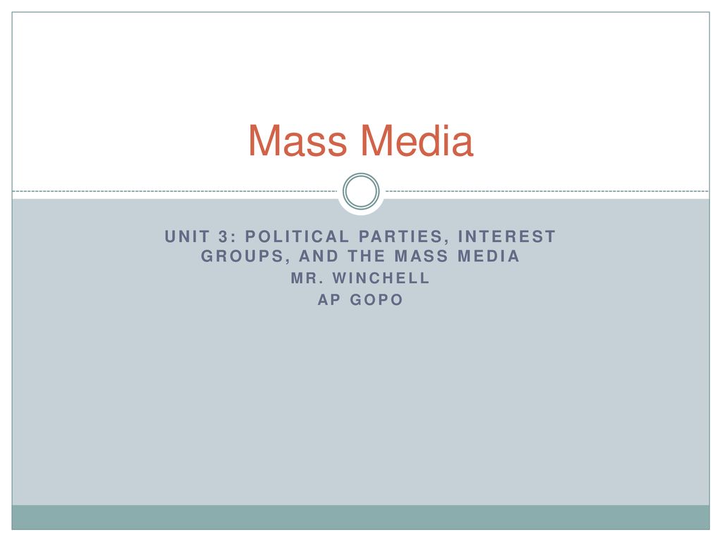 Unit 3 Political Parties Interest Groups And The Mass Media Ppt