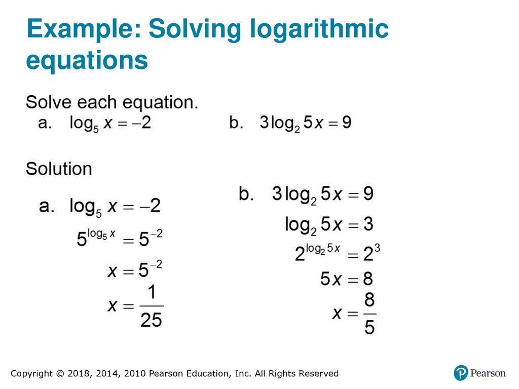 Solving Logarithmic Equations Examples Solving Logarithmic Equations Examples