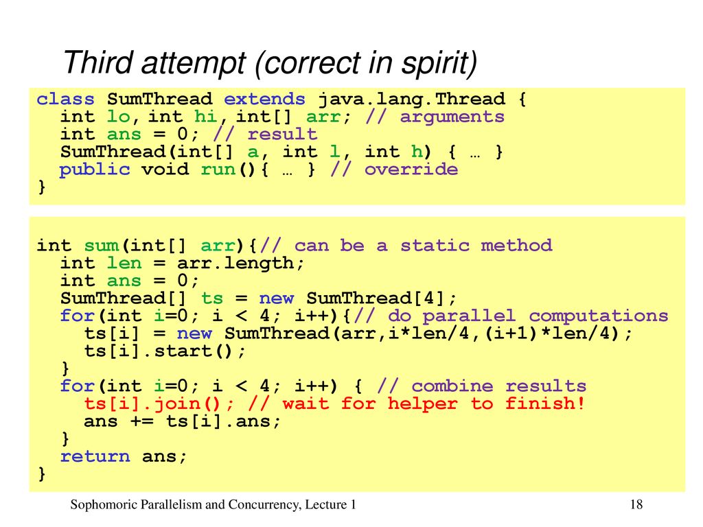 A Sophomoric Introduction To Shared Memory Parallelism And Concurrency Lecture 1 Introduction To