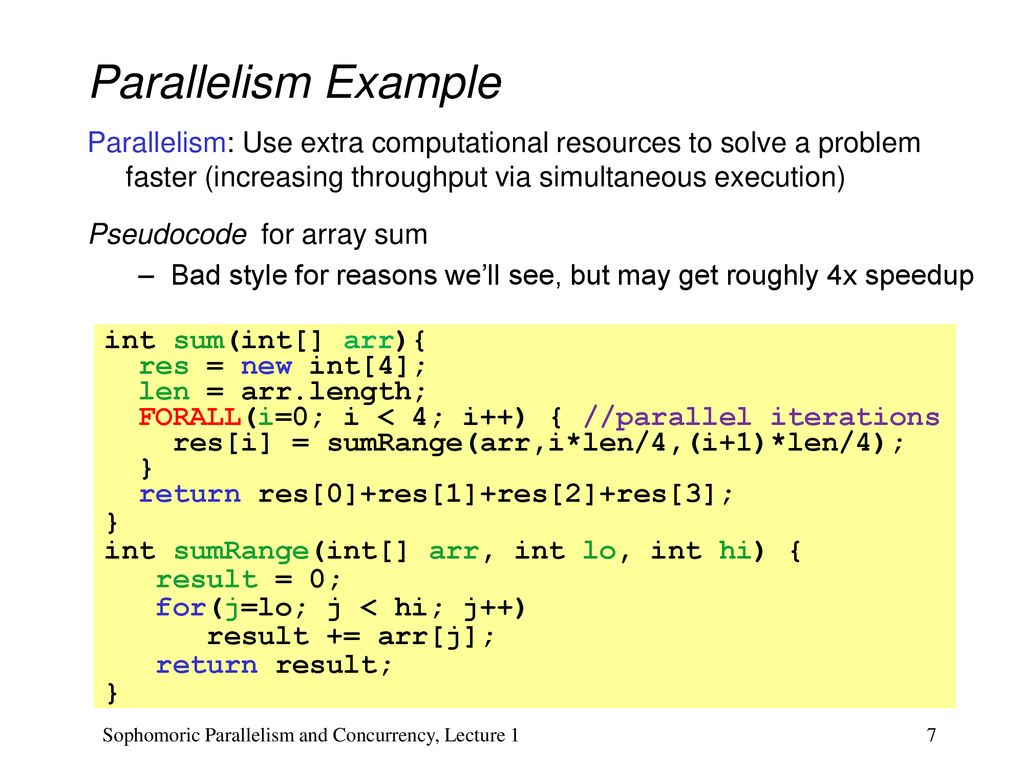 A Sophomoric Introduction To Shared Memory Parallelism And Concurrency Lecture 1 Introduction To