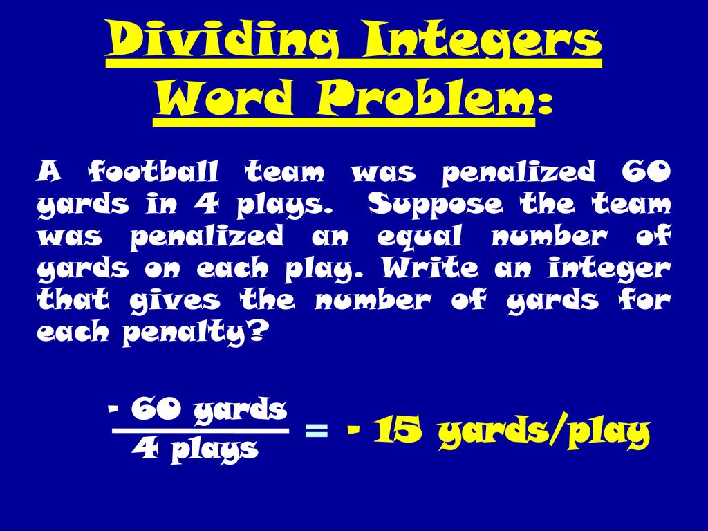 Dividing Integers Word Problems Dividing Integers Word Problems