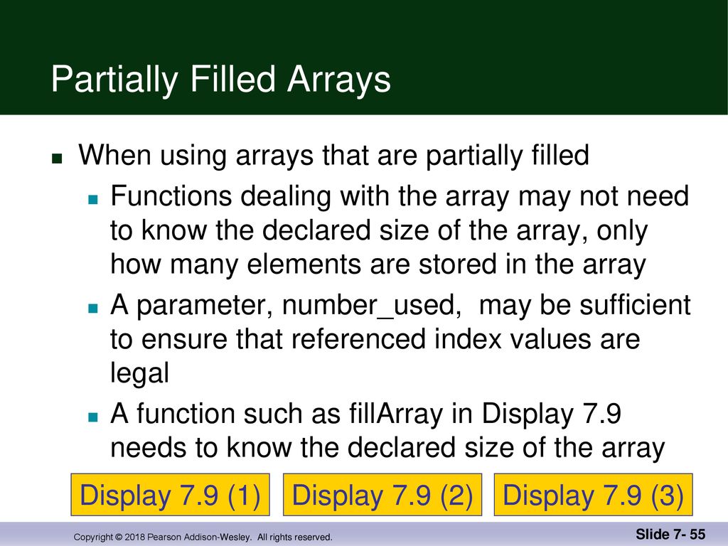Chapter 7 Arrays Chapter 7 Arrays Overview 71 Introduction To Arrays