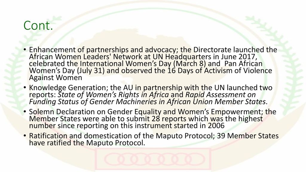 Gender Pre Summit Women Gender And Development Directorate Wgdd Ppt
