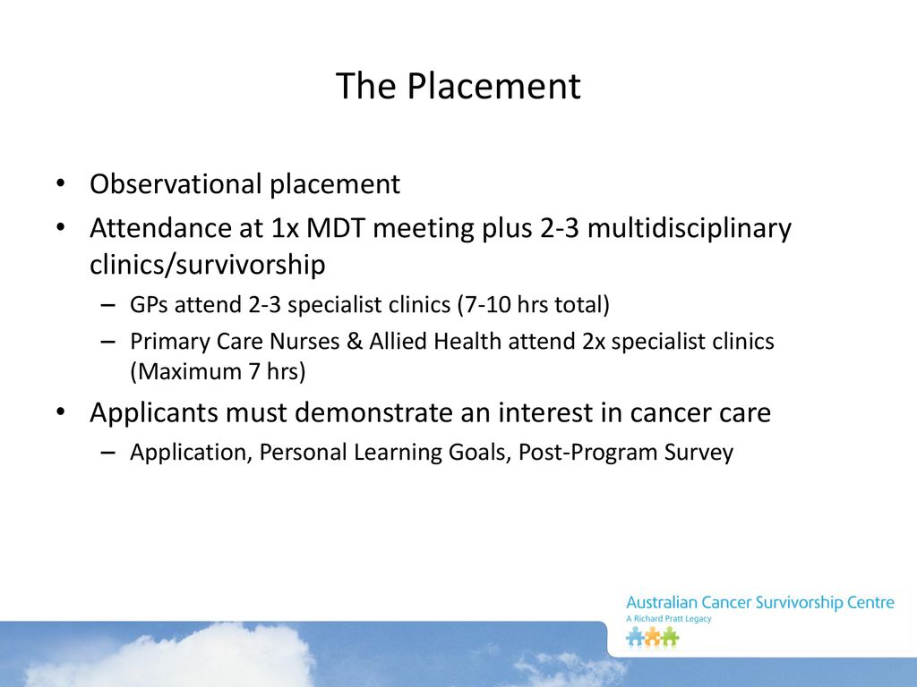 Clinical Placement Program In Cancer Survivorship Ppt Download