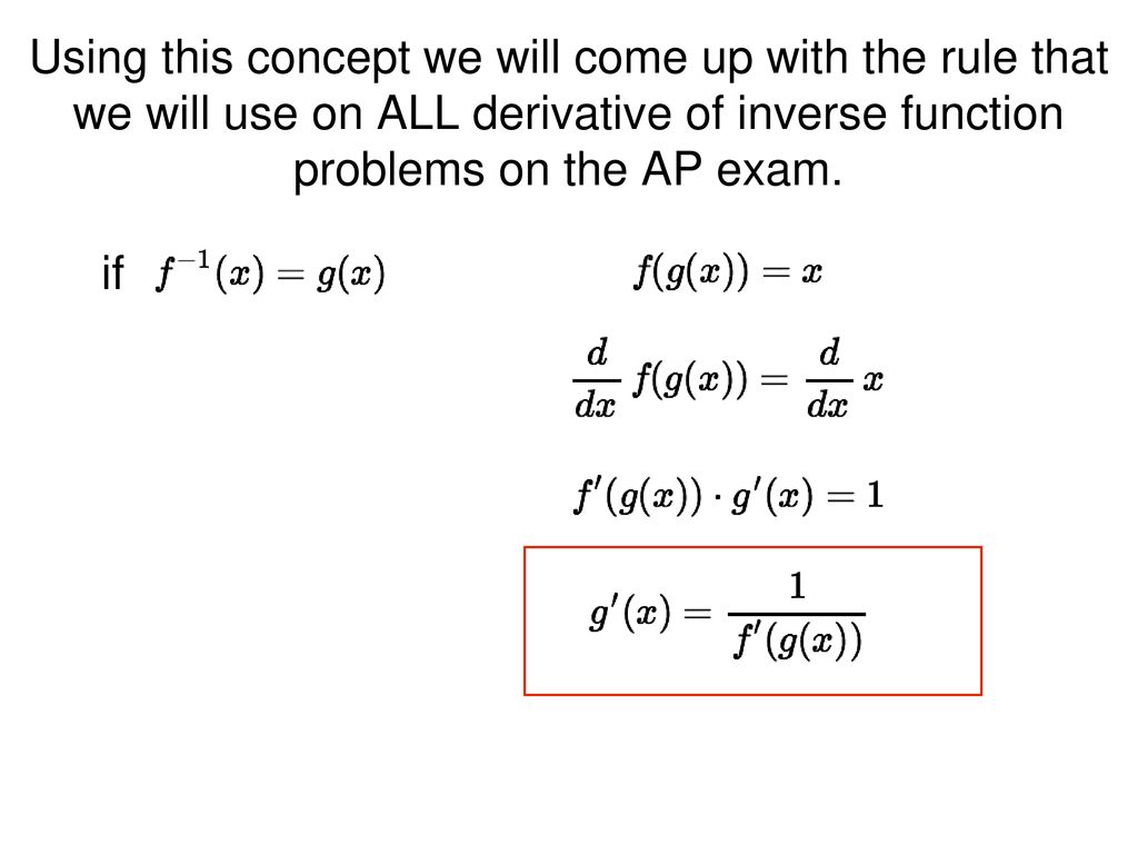 Derivatives Of Inverse Functions Derivatives Of Inverse Functions