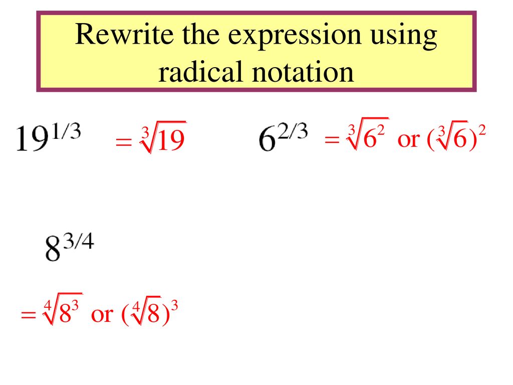 Evaluate Nth Roots And Use Rational Exponents Ppt Download