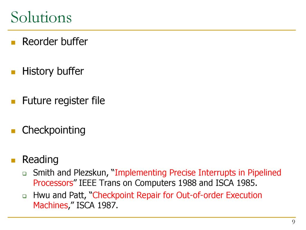 15 740 Computer Architecture Lecture 5 Precise Exceptions Ppt Download