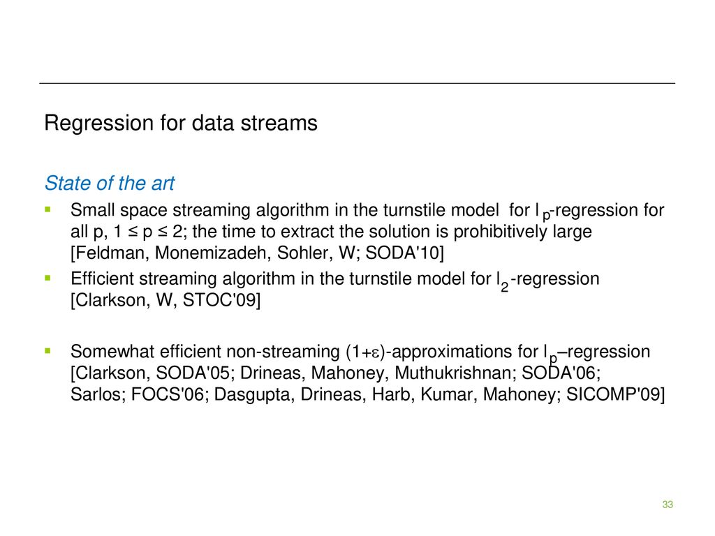 Overview Massive Data Sets Streaming Algorithms Regression Ppt Download