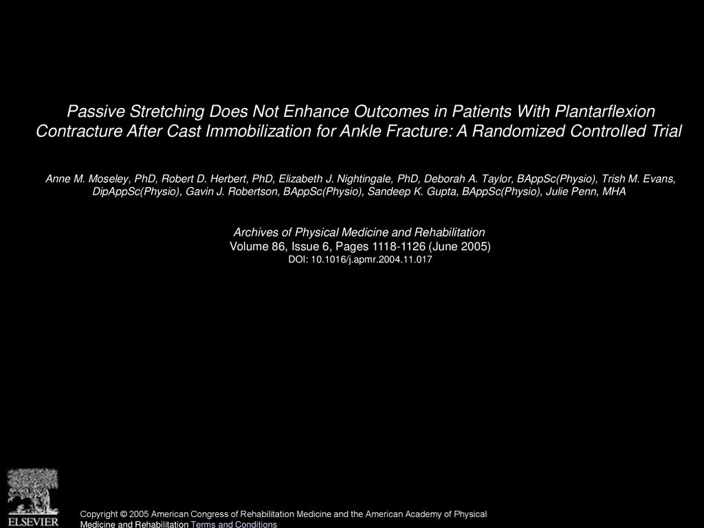 Passive Stretching Does Not Enhance Outcomes In Patients With Plantarflexion Contracture After