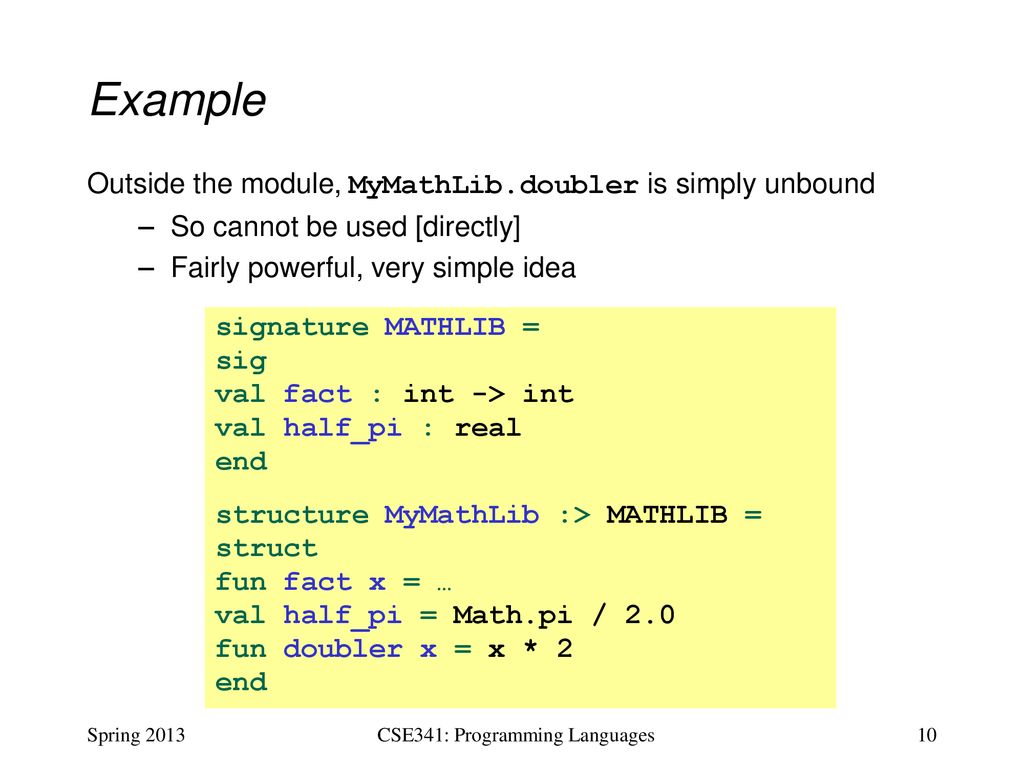 Cse341 Programming Languages Lecture 10 Ml Modules Ppt Download