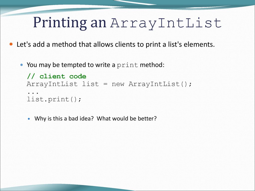 Lecture 2 Implementing Arrayintlist Reading Ppt Download