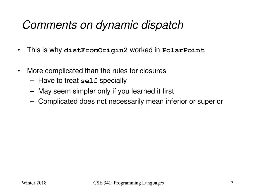 Cse341 Programming Languages Lecture 21 Dynamic Dispatch Precisely And Manually In Racket Zach 4878