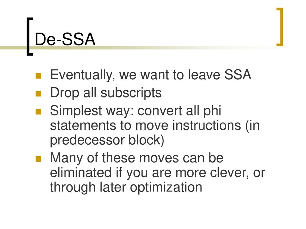 Static Single Assignment Form Ssa Ppt Download