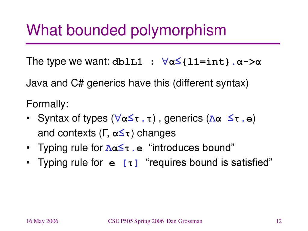 Csep505 Programming Languages Lecture 8 Types Wrap Up Object Oriented Programming Dan 3907