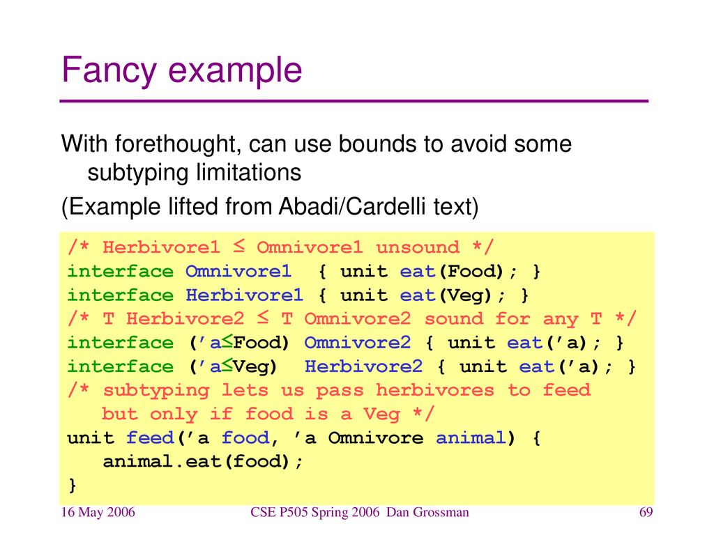 Csep505 Programming Languages Lecture 8 Types Wrap Up Object Oriented Programming Dan 8469
