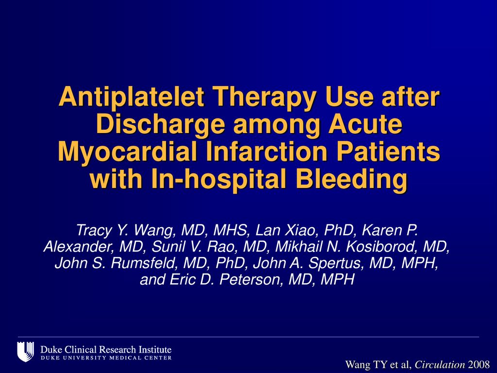 Antiplatelet Therapy Use After Discharge Among Acute Myocardial