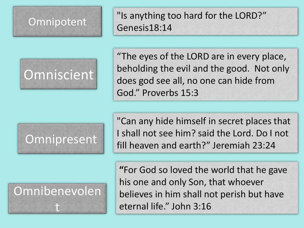 Omniscient Omnipotent Omnipresent