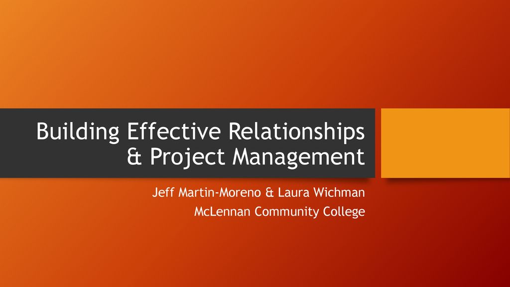 Building Effective Relationships And Project Management Ppt Download