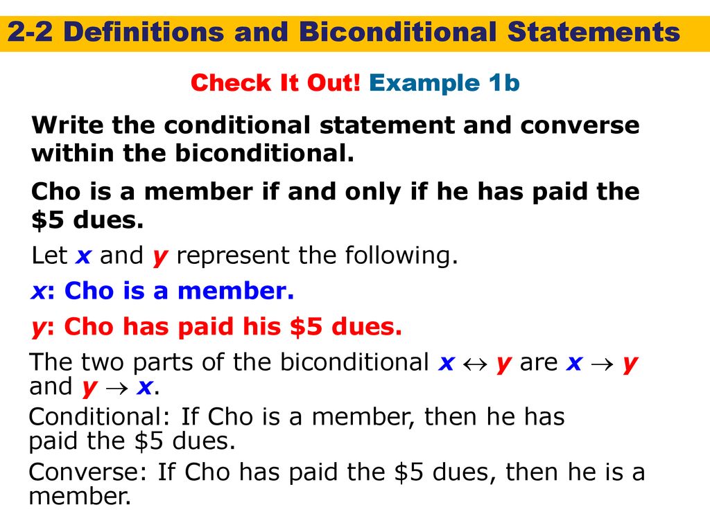 Biconditional Statements And Definitions Ppt Download