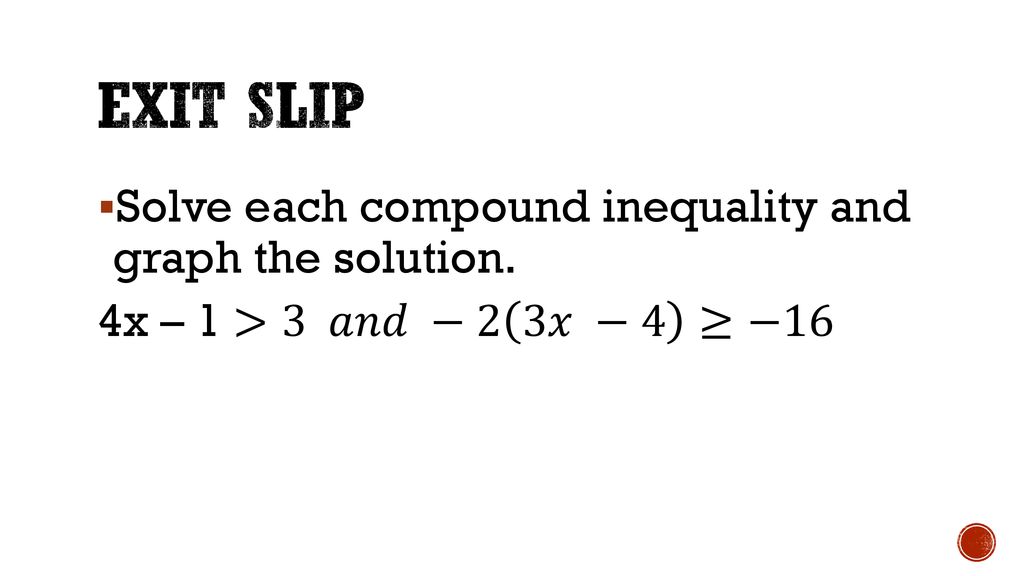 Compound Inequalities Ppt Download