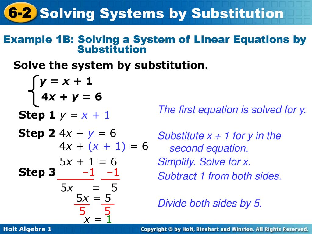 Objective Solve Linear Equations In Two Variables By Substitution