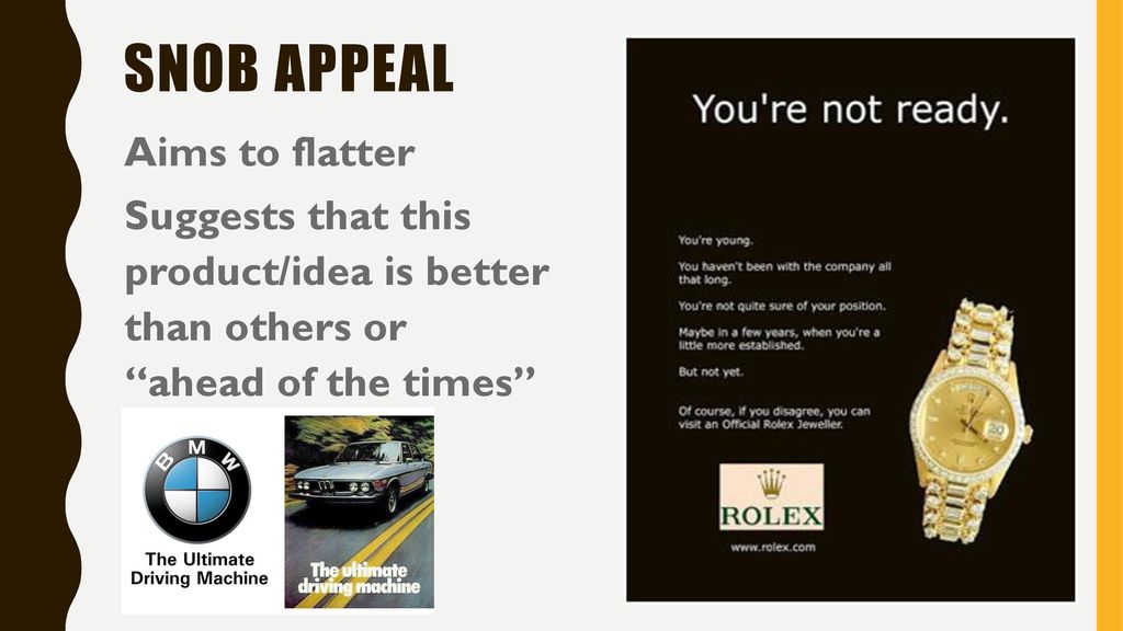 Snob Appeal Advertising Techniques Snob Appeal Advertising Techniques