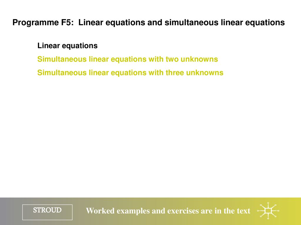 Programme F5 Linear Equations And Simultaneous Linear Equations Ppt