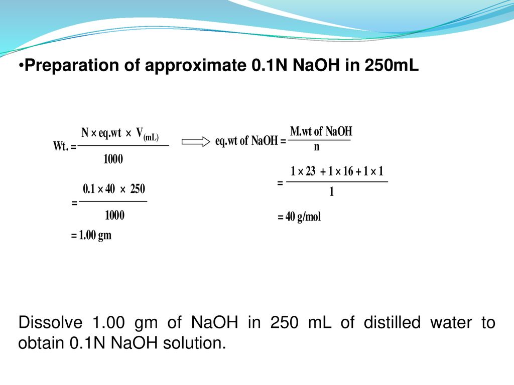 0.1 N Naoh Preparation - ElizagroRichmond 0.1 N Naoh Preparation - ElizagroRichmond